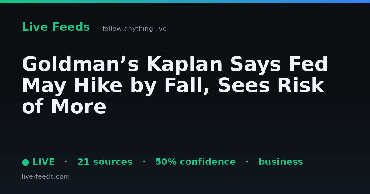 Goldman’s Kaplan Says Fed May Hike by Fall, Sees Risk of More — Live Feed